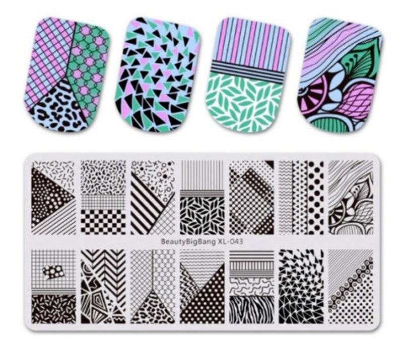 Nail Image Stamping Plates Manicure Pedicure DIY Tool Abstract Flower ...