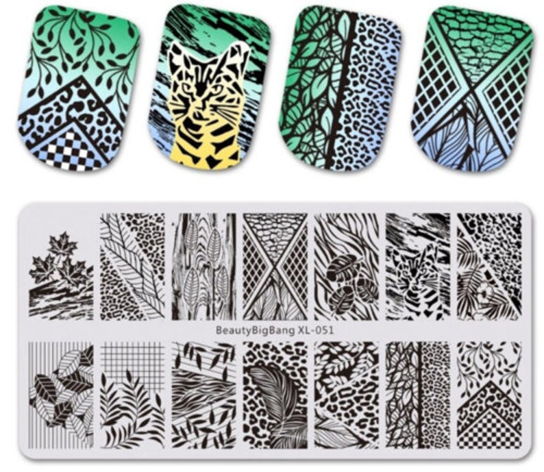 Nail Image Stamping Plates Manicure Pedicure DIY Tool Abstract Flower ...