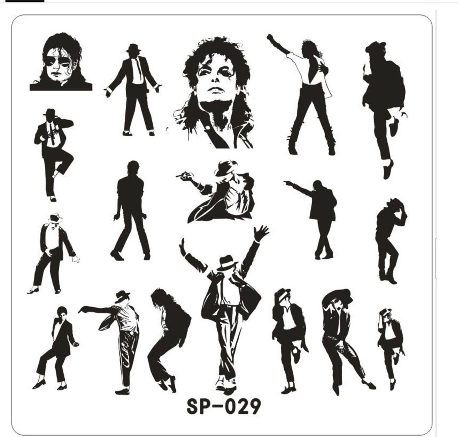 Square Nail Art Stamping Plate Michael Dancer NEW Design Manicure ...