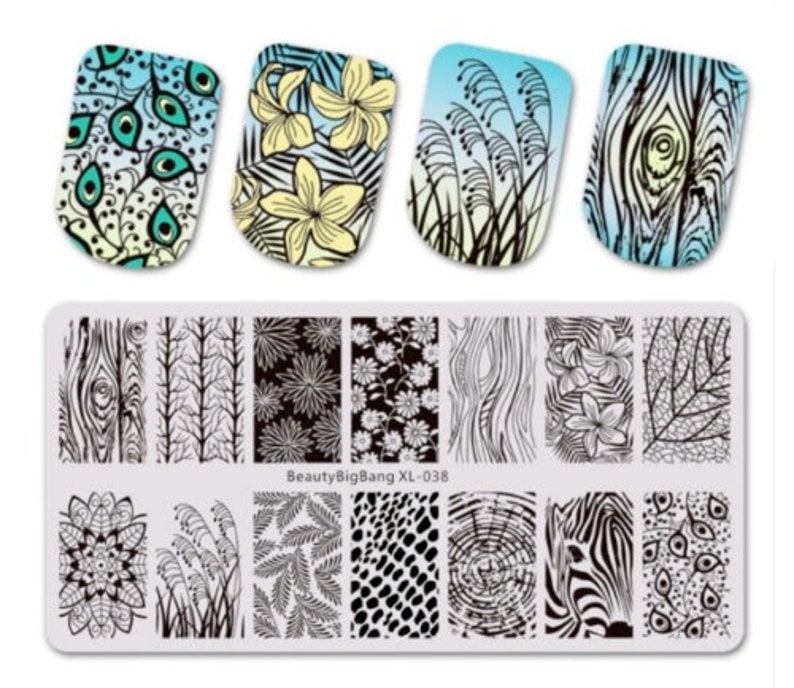 Nail Image Stamping Plates Manicure Pedicure DIY Tool Abstract Flower ...