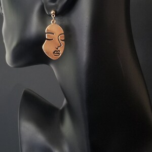 Face Earrings Mask Cute Drop Dangle Jewelry Abstract Face Gold Tone ...