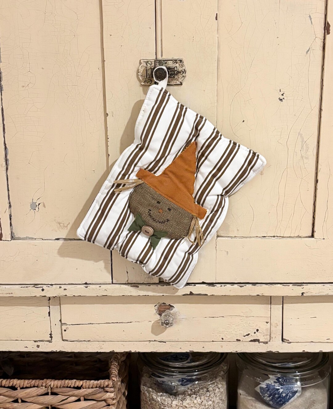 Vintage Woof and Poof Scarecrow Potholder ~ Autumn Kitchen Decor - Etsy