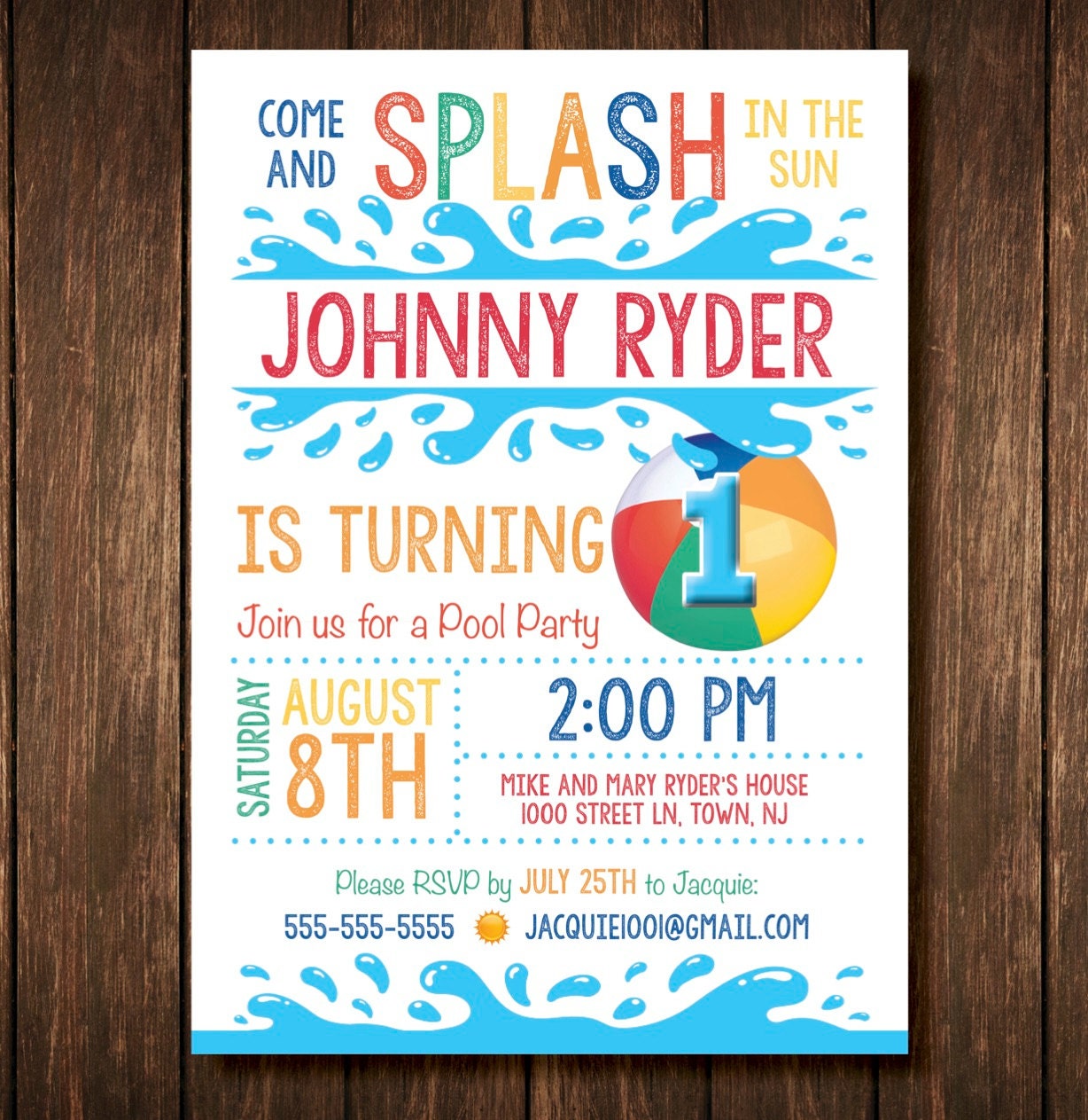 Pool Party Birthday Invitation Ideas