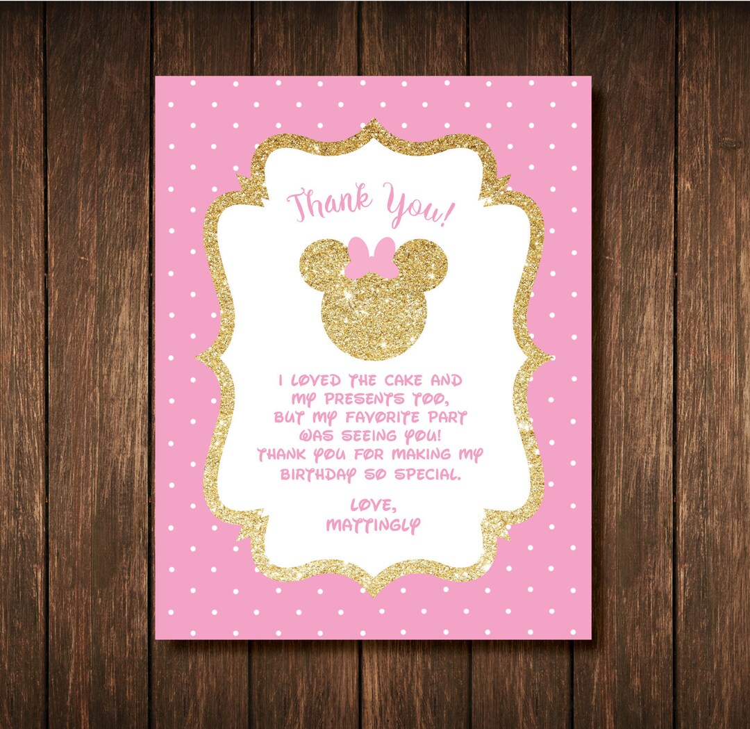 Minnie Theme Thank You Card Custom Digital Copy - Etsy