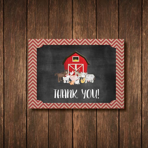 Farm Animal Thank You Note Digital Download - Etsy