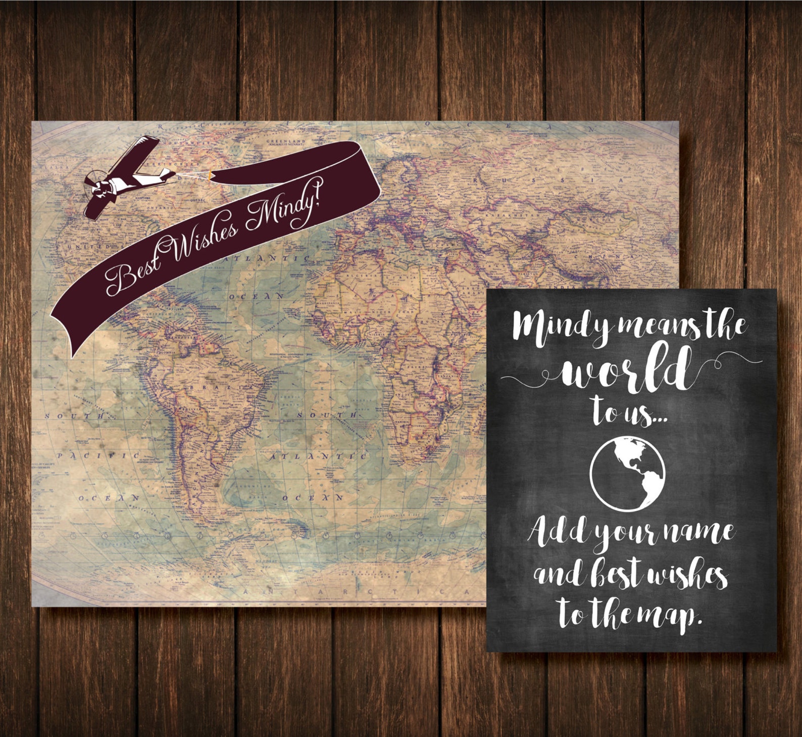 Travel Theme Guest Book Map Custom Digital Copy - Etsy