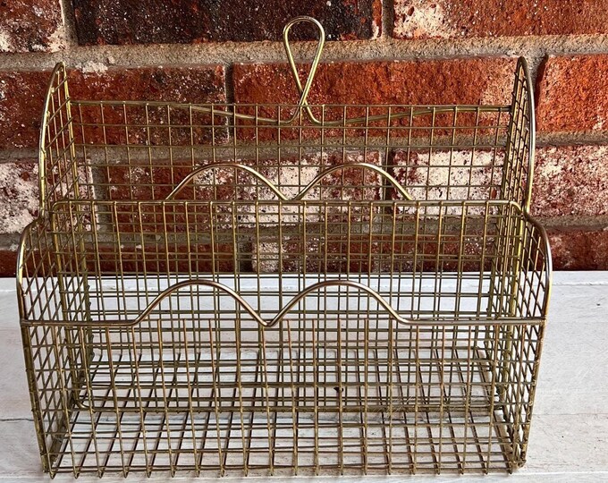 MCM Gold Brass Wire Mesh Mail Letter Holder Basket Caddy Vintage '60s ...