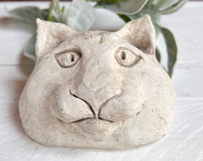 Vintage Art Pottery Cat Head Sculpture Figurine Paperweight Signed ...