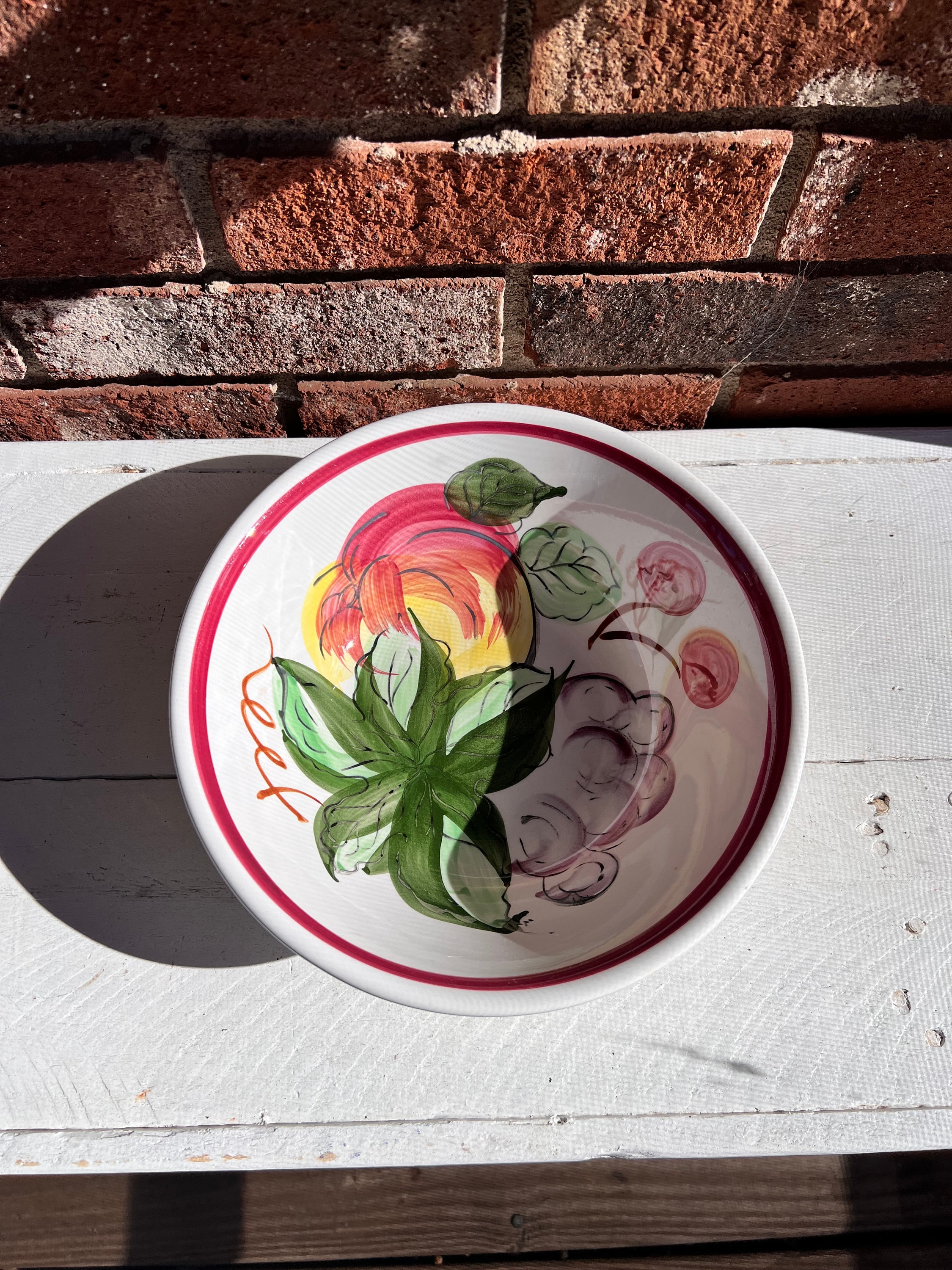 Vintage Floral Bowl Hand Painted Ironstone Ware Soup Serving Bowl ...
