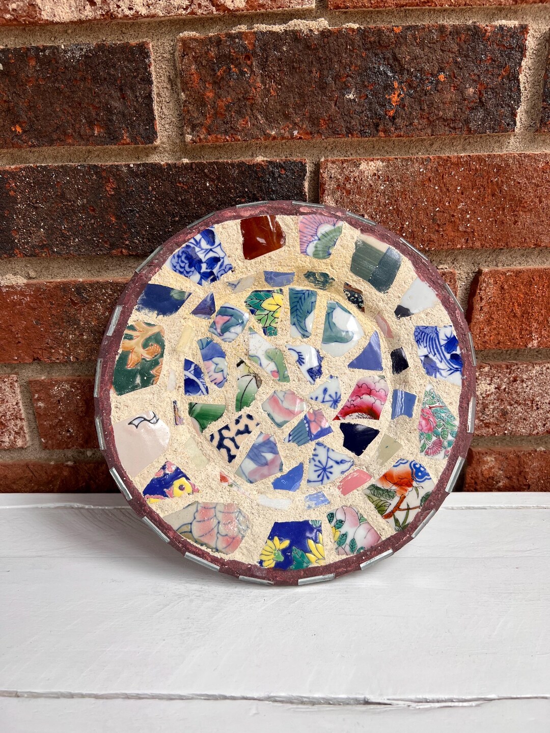 Vintage Boho Handmade Mosaic Ceramic Decorative Tile Plate Bowl 9 ...