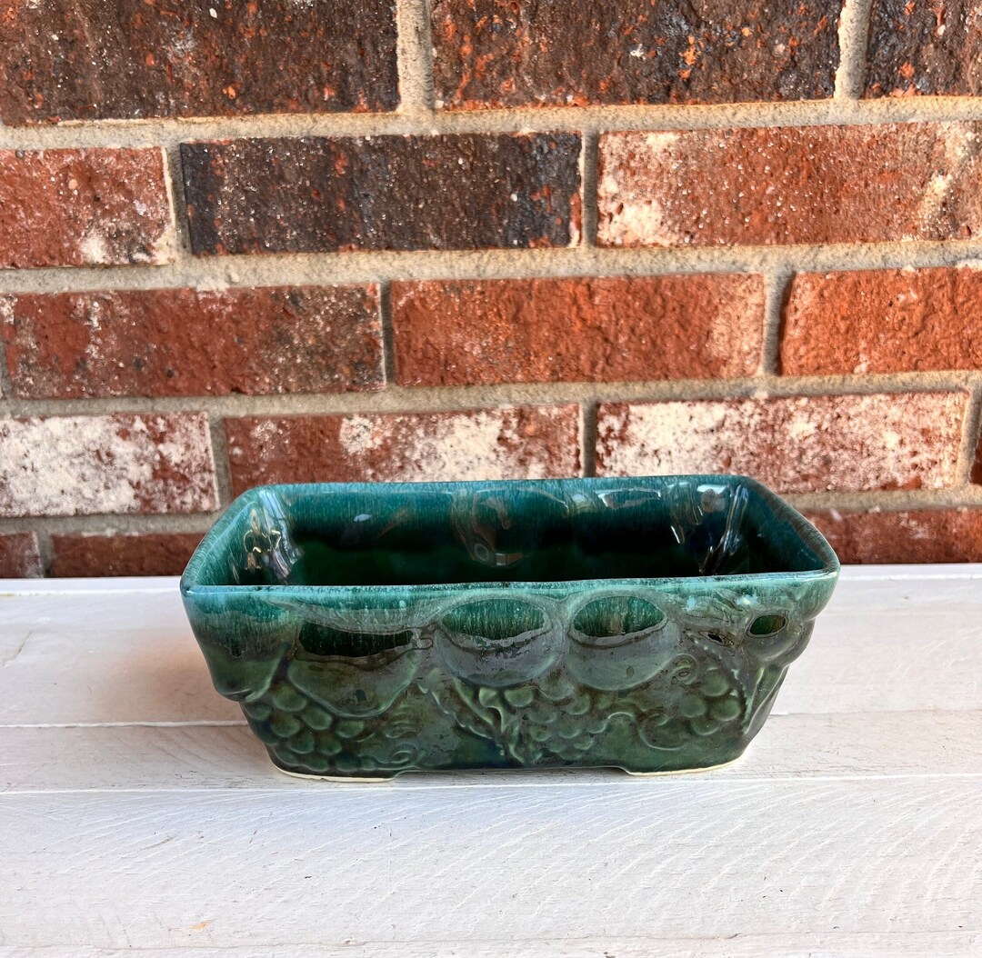 Vintage MCM Hull F18 Pottery Planter Green Aquamarine Drip Glaze Fruit ...