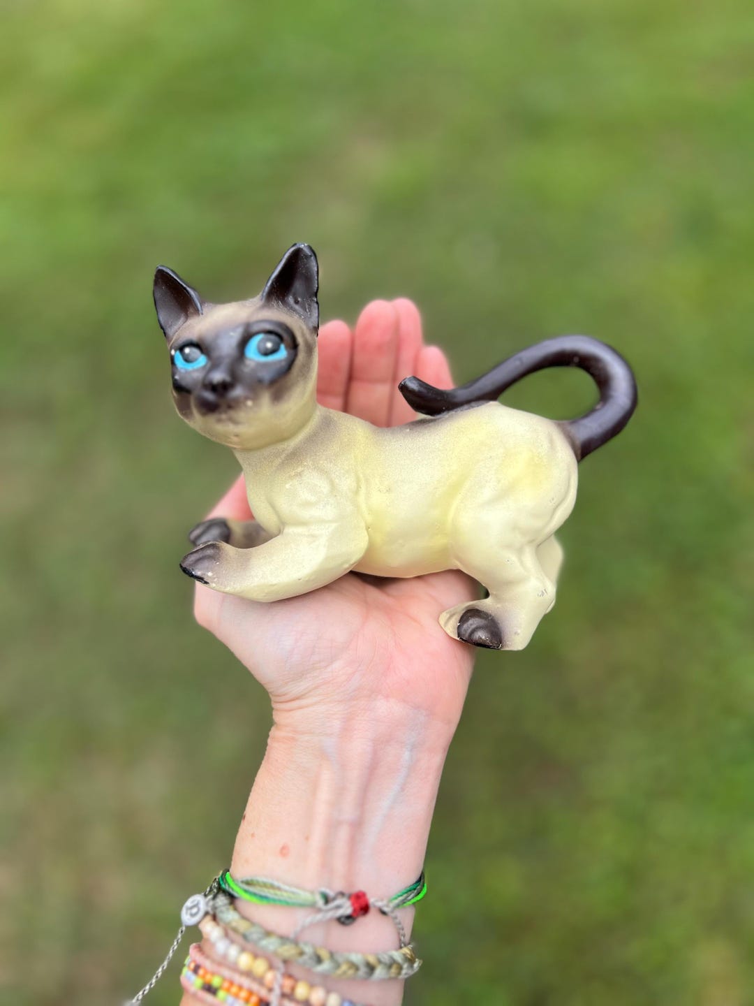 Vintage Lefton Siamese Cat Kitten Figurine Blue Eyes Japan, Playful Cat ...