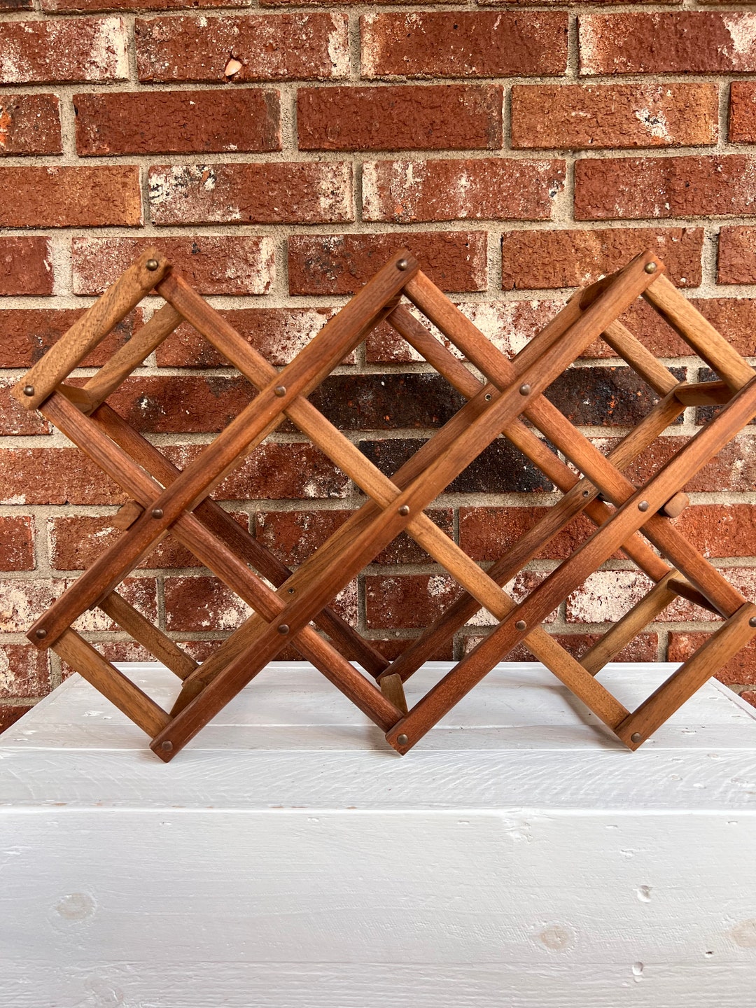 VTG Large Accordion Wine Rack, Accordion 8 Bottle Folding Wood ...