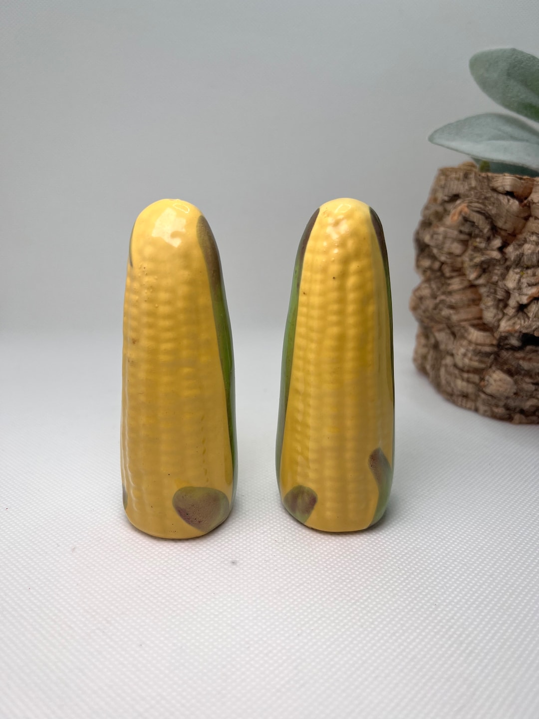 Vintage Retro Ear of Corn on the Cob in Husk Ceramic Salt and Pepper ...