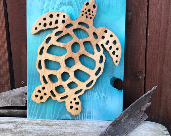 Sea Turtle, Wooden Sea Turtle, Coastal Sea Turtle, Sea Turtle Art, Wood ...