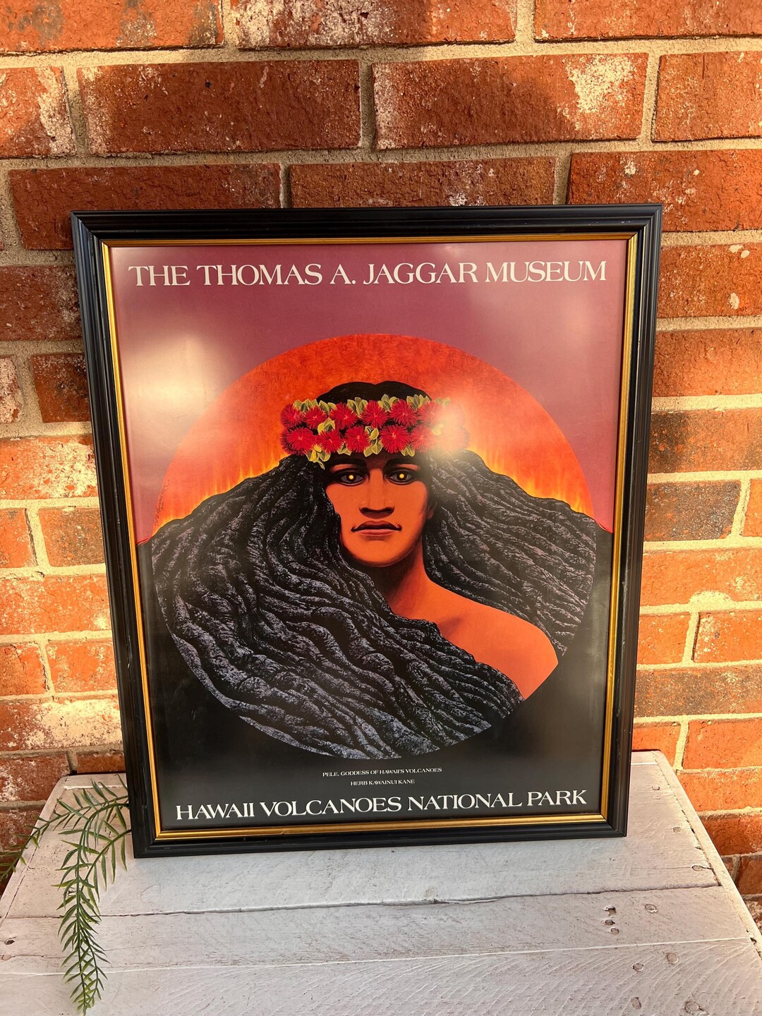 Vintage Framed 1986 Hawaii Volcanoes National Park Museum Poster Pele ...