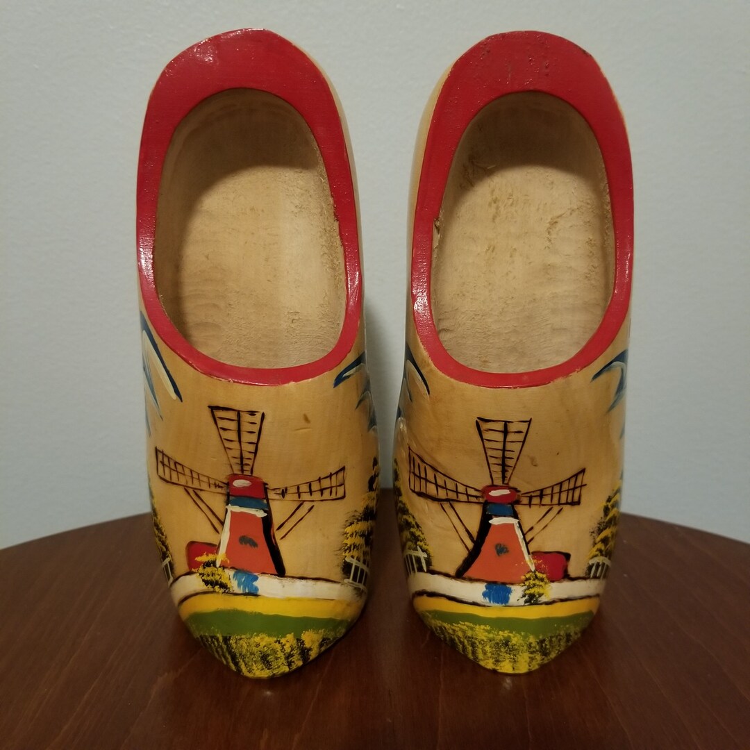 Vintage Dutch Wooden Shoes, Hand Painted Wooden Shoes, Hand Carved ...