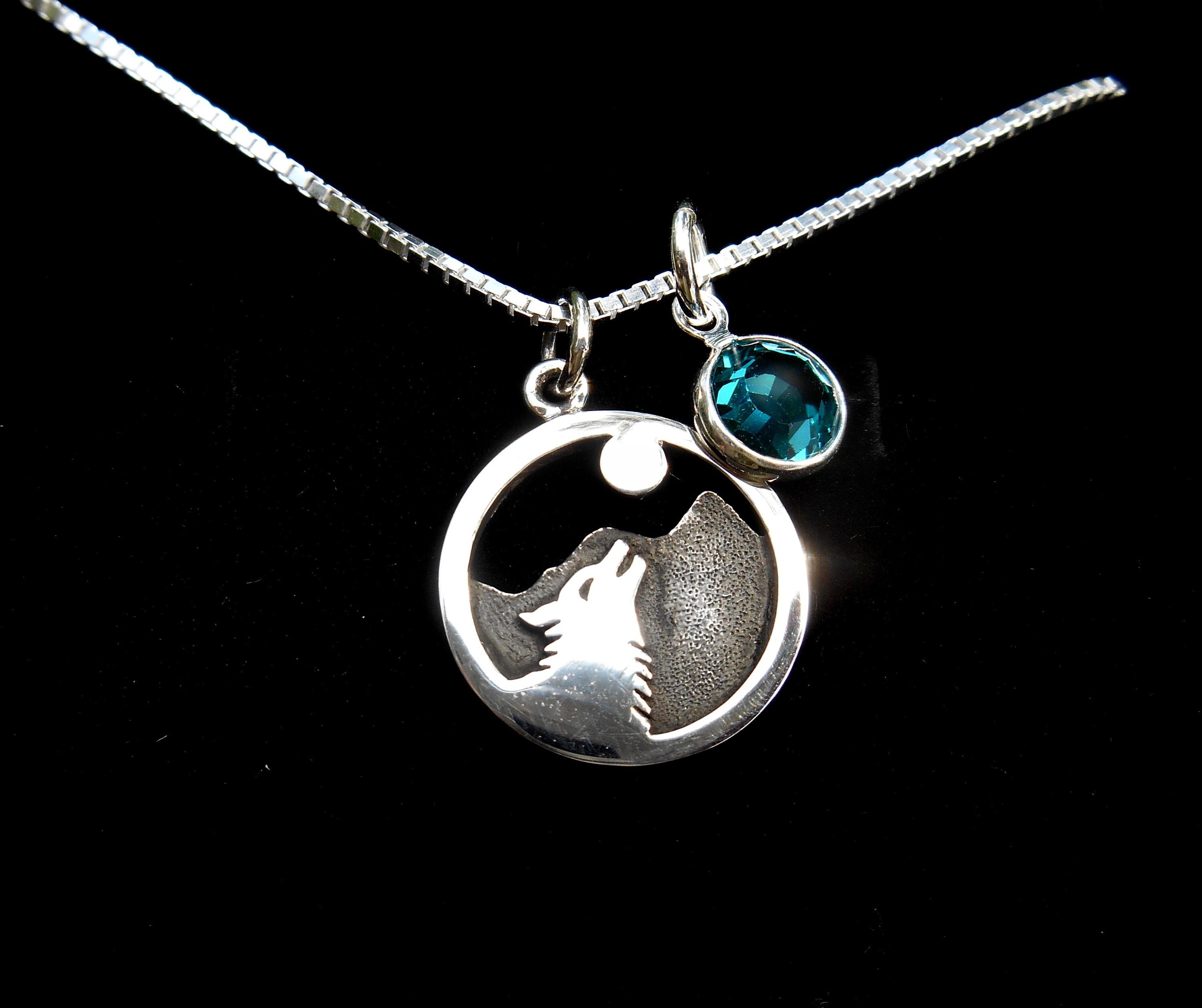 Wolf Charm, Howling Wolf Moon Charm Necklace, 925 Wolf, Sterling ...