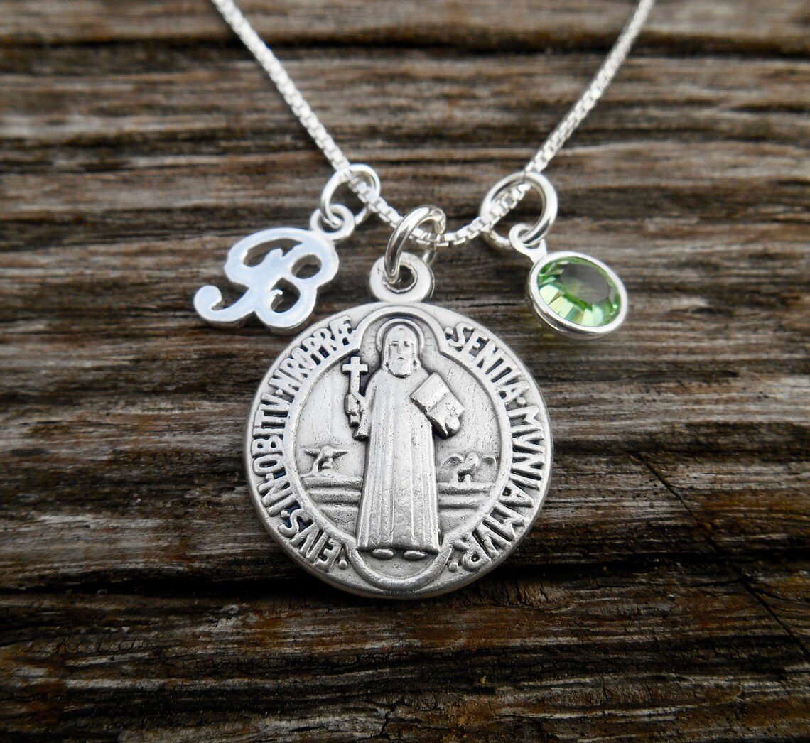 Saint Benedict Medal Necklace. St Benedict Necklace. Catholic Necklace ...