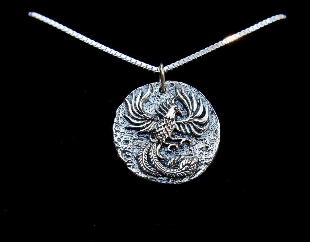 Ancient Coin Replica Pendant, Phoenix Sterling Silver Charm, 925 ...