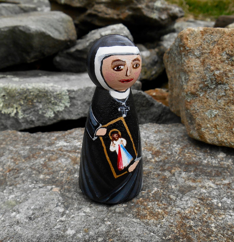 Divine Mercy Peg Doll Saint Faustina Catholic Gift Easter | Etsy