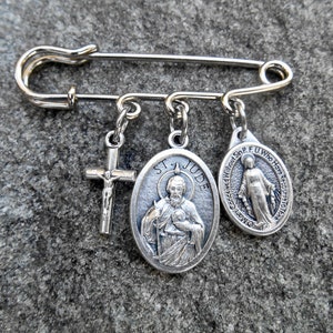 St Jude Pin Backpack Lab Coat Pram Stroller Cradle Car Seat Pin-patron ...