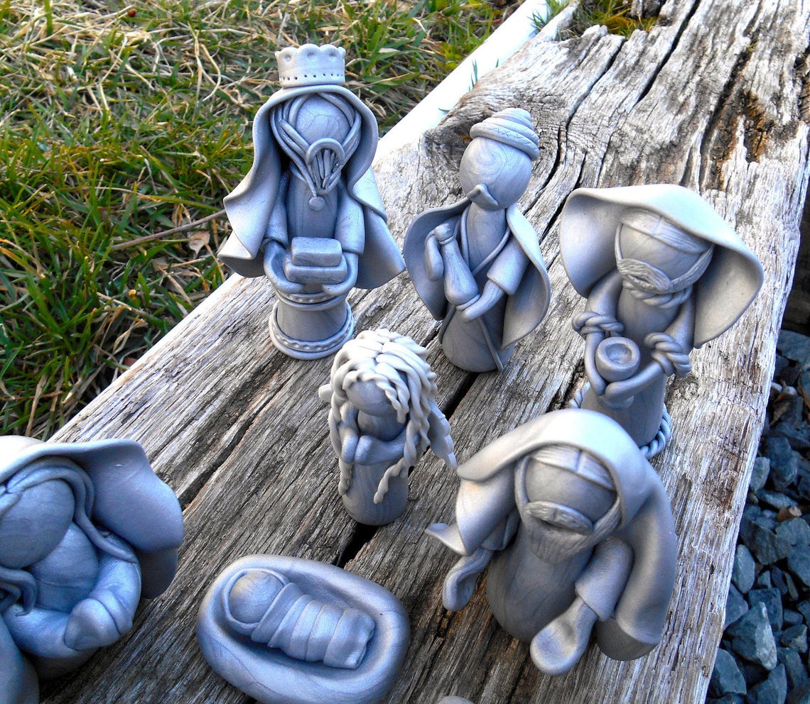 SALE 15% off Modern Nativity Set Miniature Clay Nativity | Etsy