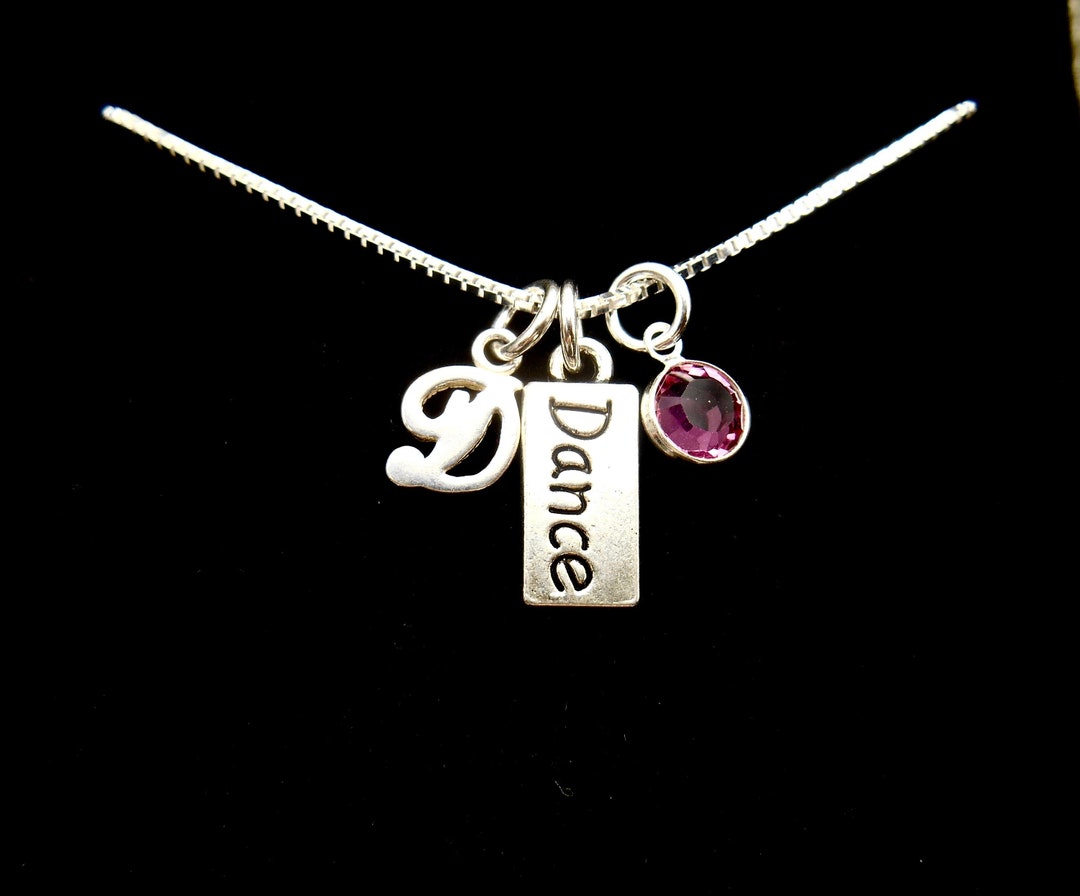 Dance Charm Necklace, Sterling Silver Box Chain Necklace, Personalized ...