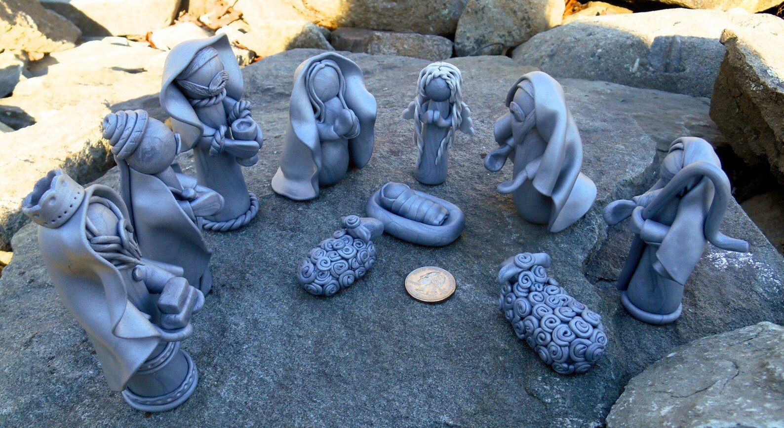 SALE 15% off Modern Nativity Set Miniature Clay Nativity | Etsy