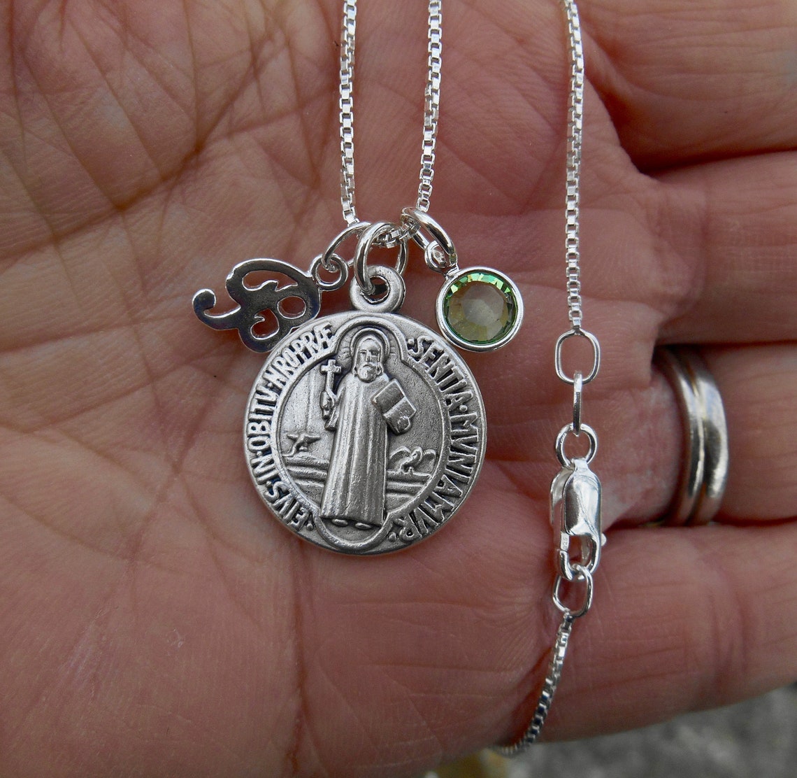 Saint Benedict Medal Necklace. St Benedict Necklace. Catholic Necklace ...