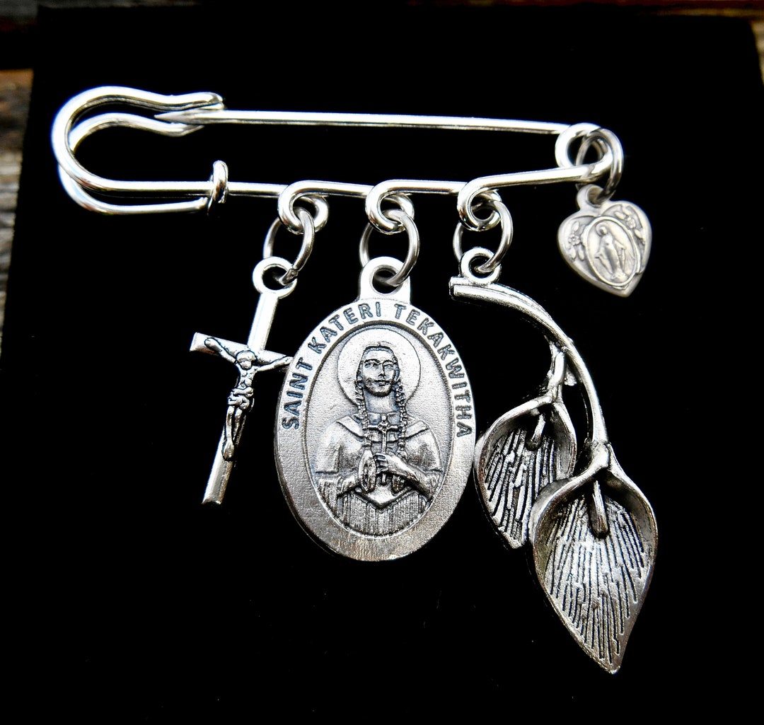 SAINT Kateri Safety Pin Brooch-patron Saint Confirmation- Car Seat Pin ...