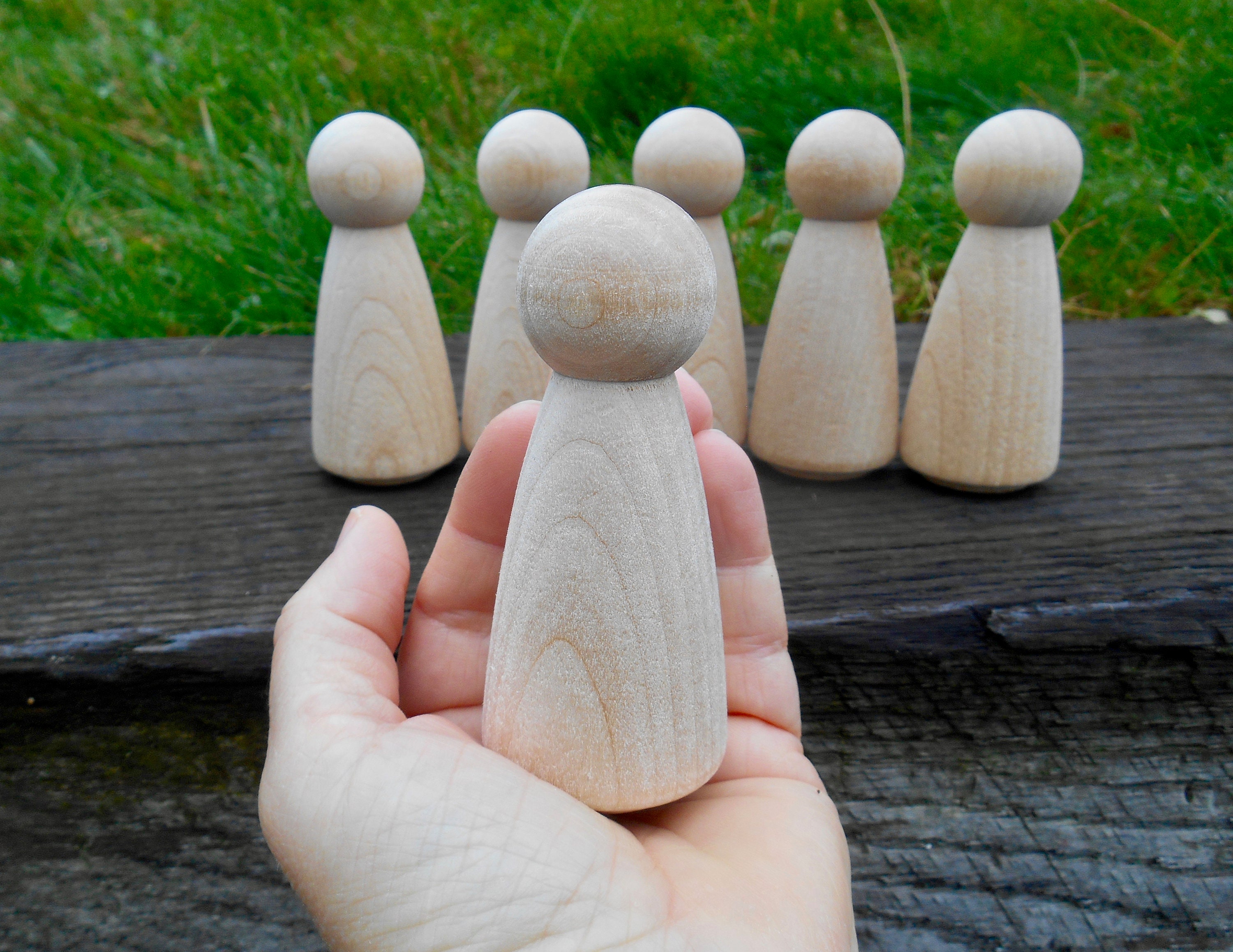 LARGE LADY Peg Dolls, Woman Peg Doll, 6 Unfinished Pegs, Large Angel ...