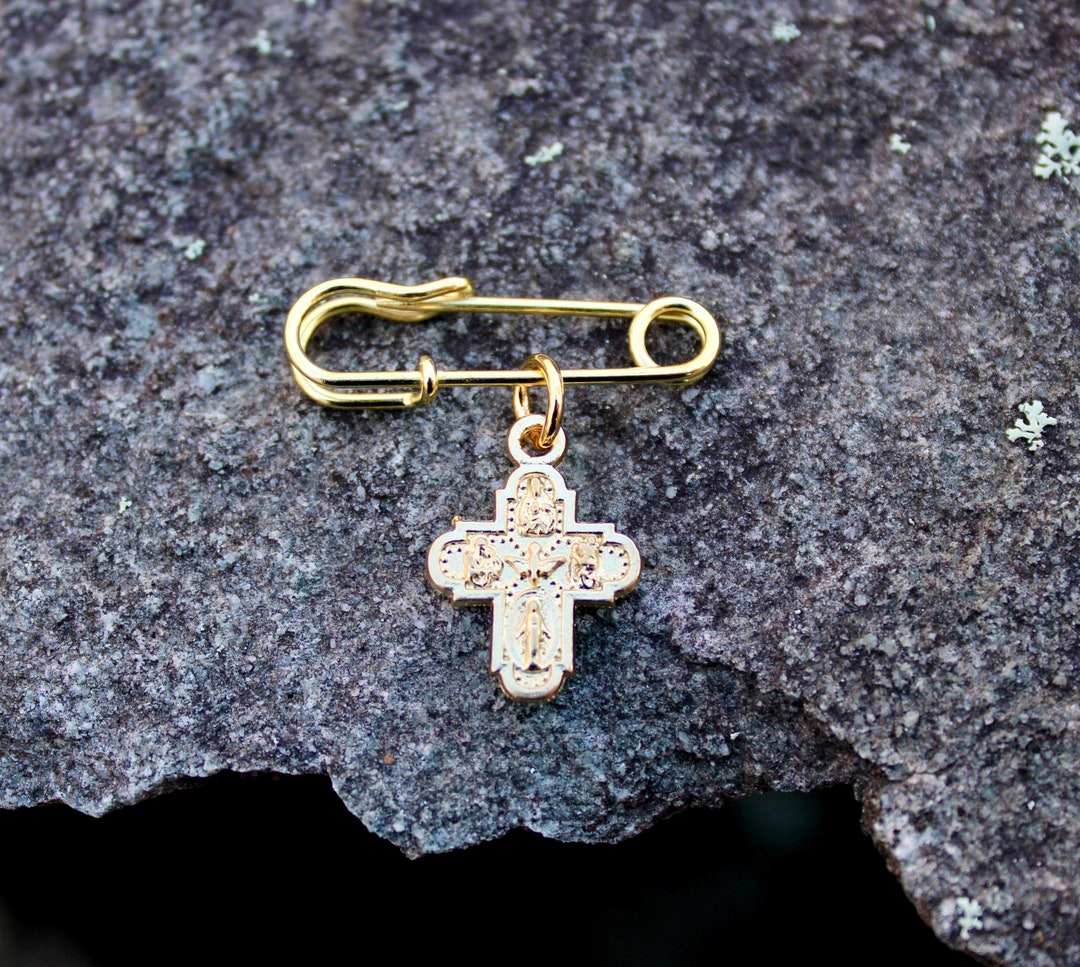 Gold Tone 5 Way Cross Pin, Confirmation, Baptism Garment Pin, Brooch ...