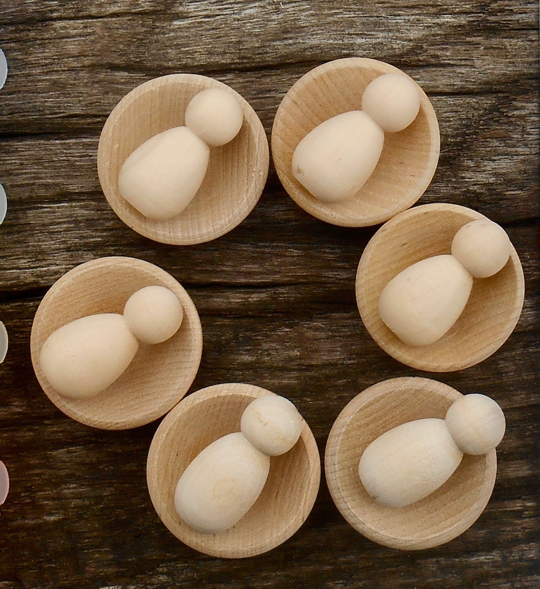Baby Peg Dolls With Cribs, Blank Wooden People, Set of (6), Baby Jesus ...