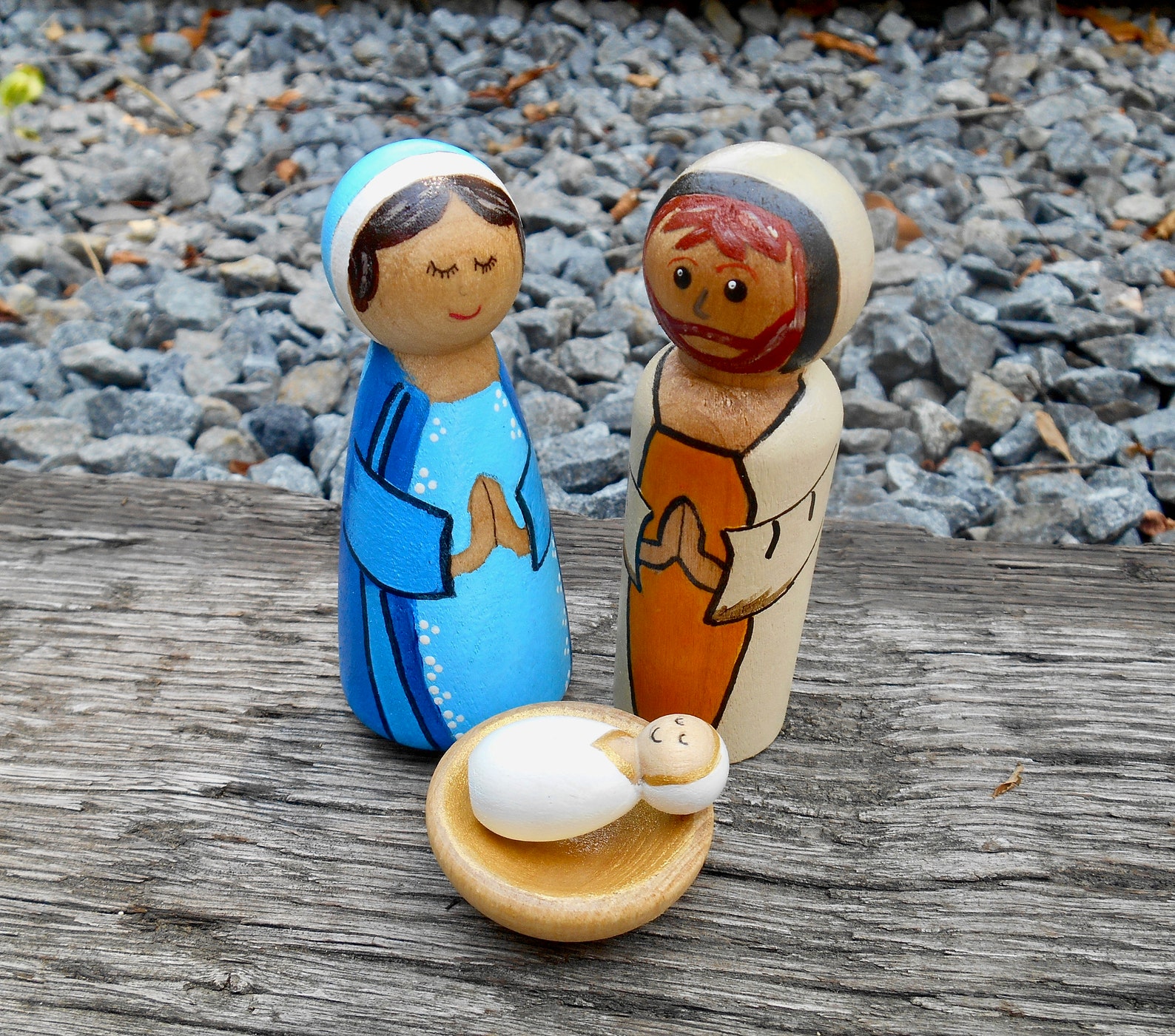 Wood Doll Nativity Peg Doll Nativity Unique Nativity | Etsy