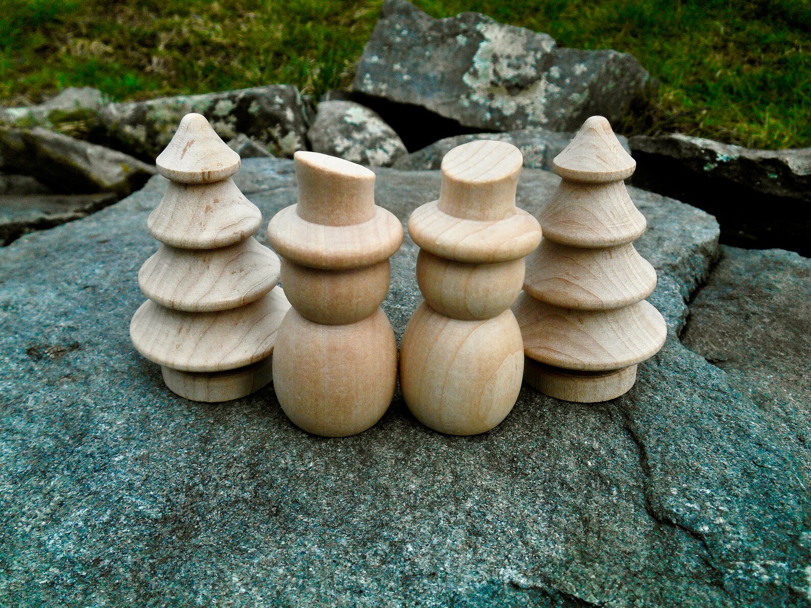 SNOWMEN Peg Dolls/ Set of 2 Trees and 2 Snowmen Blanks/ Wood - Etsy