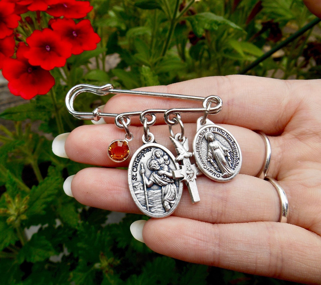 St Christopher Pin- Backpack- Lab Coat- Pram- Stroller- Cradle- Car ...
