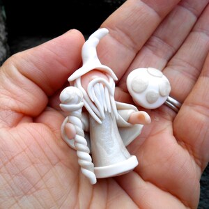 Miniature Polymer Wizard, Teeny Clay Magic Wizard, Woodland Terrarium ...
