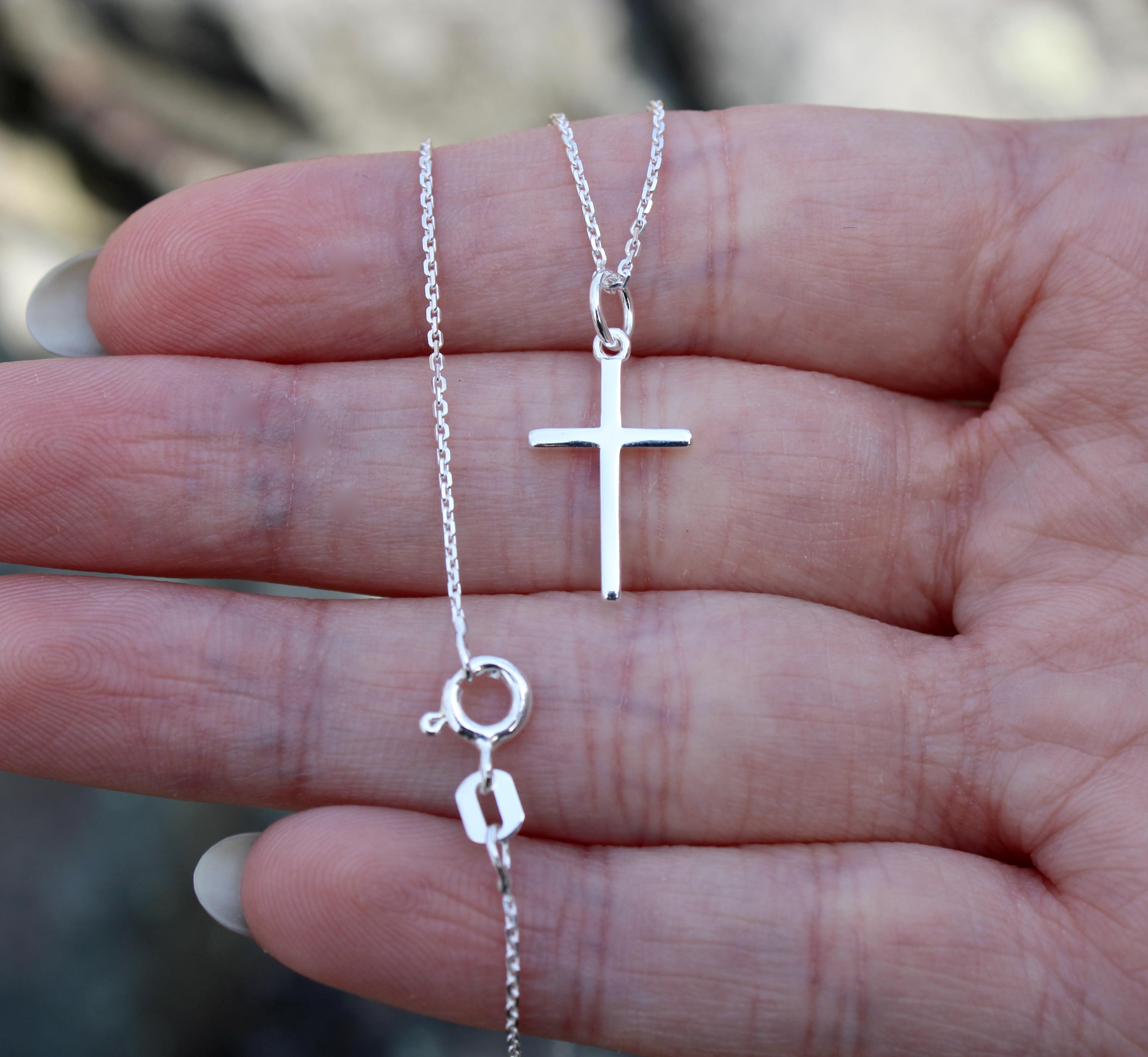 Simple Sterling Silver Cross Necklace, Cross Pendant, Religious Jewelry ...
