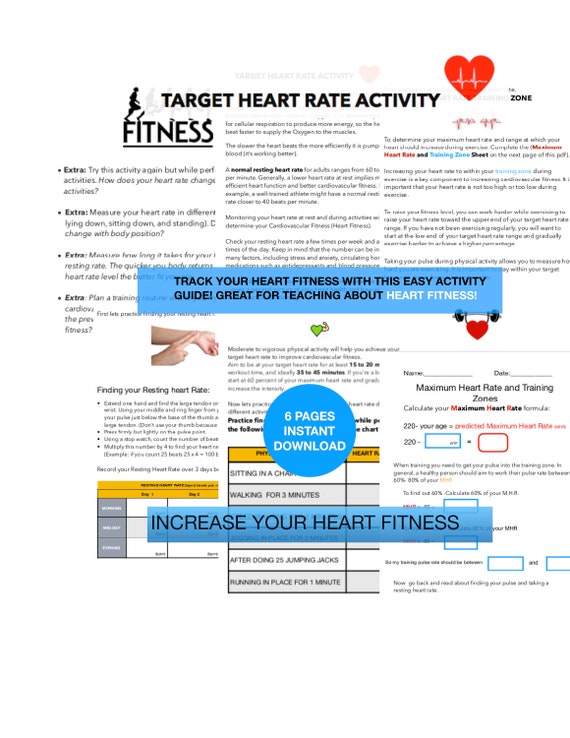 Heart Rate Fitness Lab Exercise Log Cardiovascular Fitness | Etsy