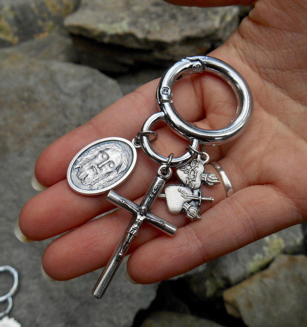 Holy Face of Jesus Key Chain- Key Clip- Jesus Key Ring- Backpack/purse ...