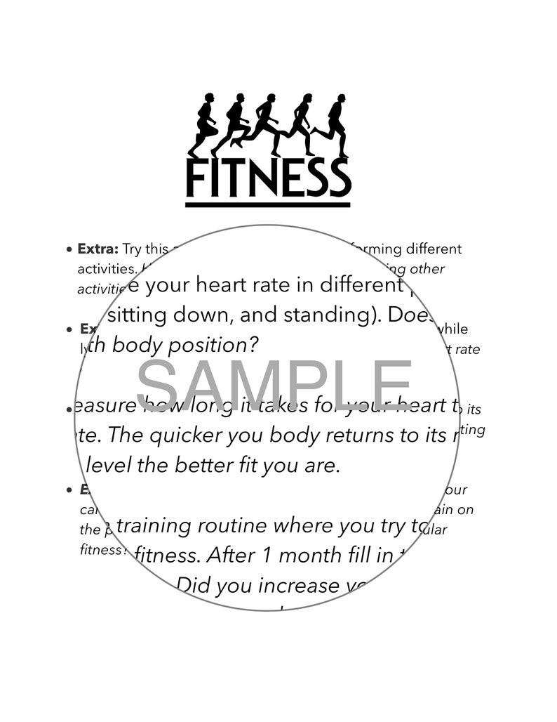 Heart Rate Fitness Lab Exercise Log Cardiovascular Fitness | Etsy