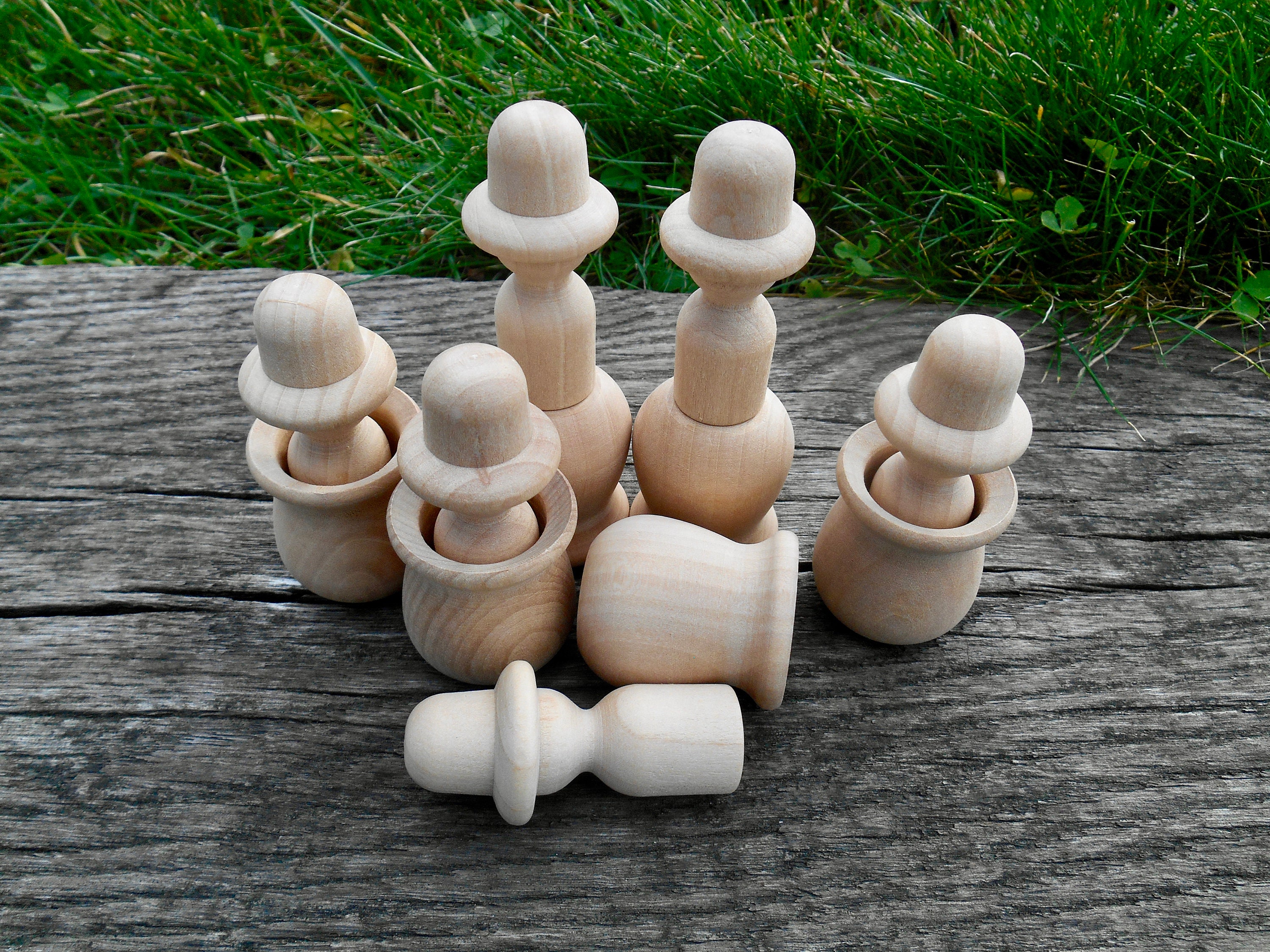 Wooden Cowboy Peg Dolls and Cups, 6 Unfinished Peg Cowboys and Cup ...