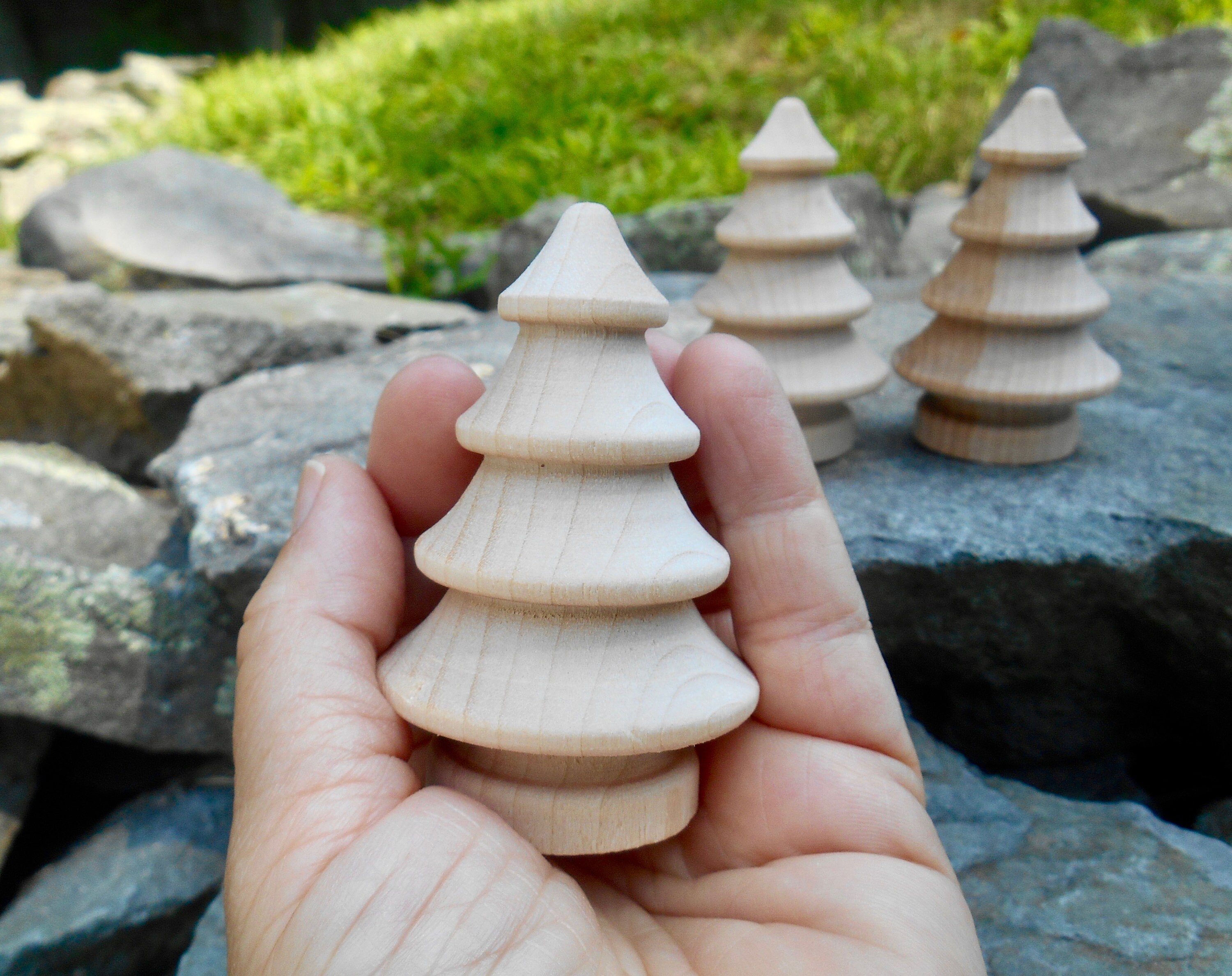 Miniature Wooden Trees Set of 3 Dollhouse Christmas Trees | Etsy