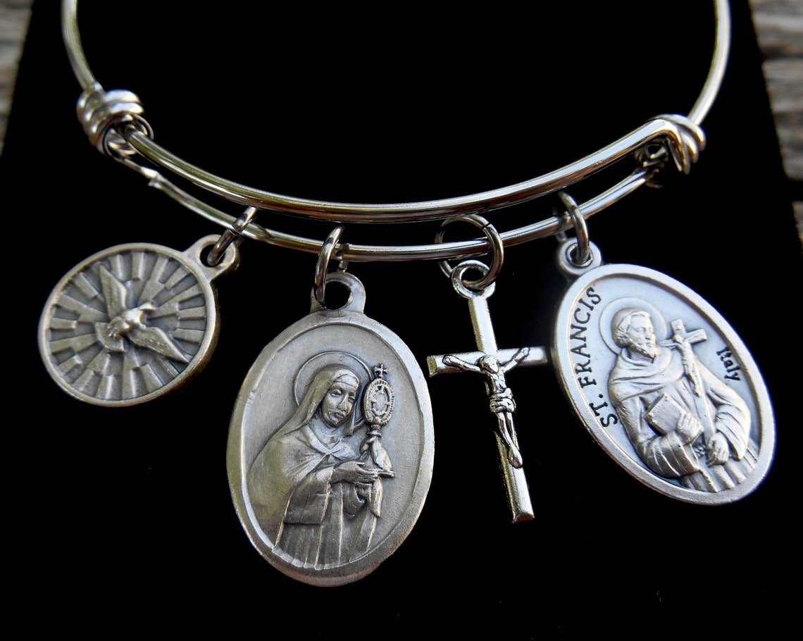 Saint Clare and Saint Francis of Assisi Bangle Stainless | Etsy