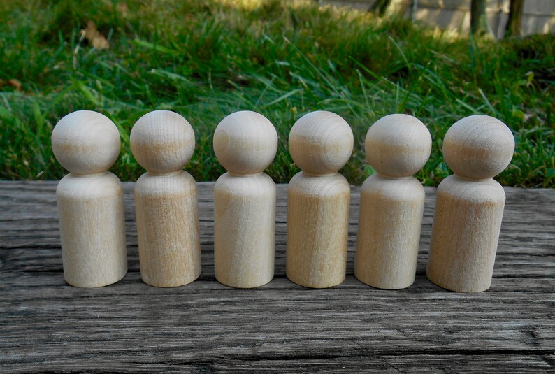 Boy, Small Man Peg Dolls, Blank Wooden Peg, 6 Unfinished Pegs, Small ...