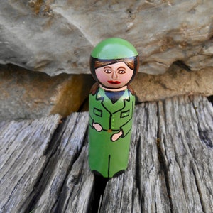 Female Military Peg Doll, Army Doll, Veterans Day Gift, Military ...