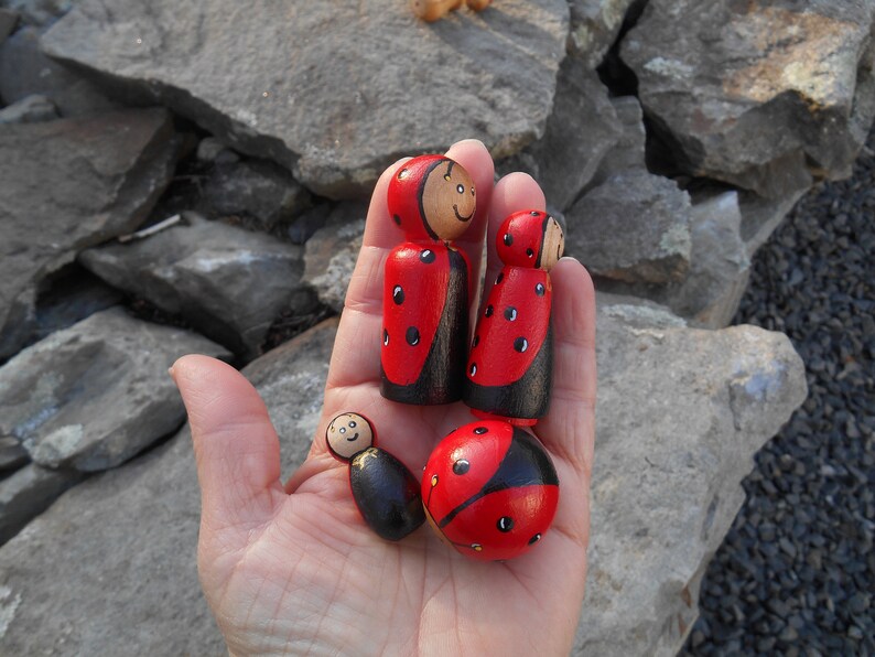 Ladybug Peg Doll Set Montessori Pretend Play Wood Doll Set - Etsy