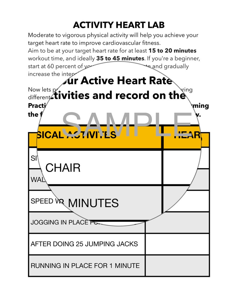 Heart Rate Fitness Lab Exercise Log Cardiovascular Fitness | Etsy