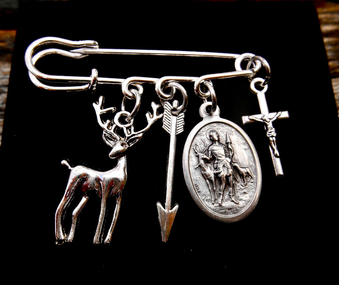 Saint St Hubert Jacket Pin - Patron Hunters-arrow Charm - Patron Saint ...